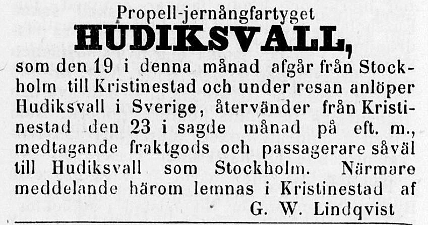 Tidningsurklipp från 1850-talet. – Kristinestads historia